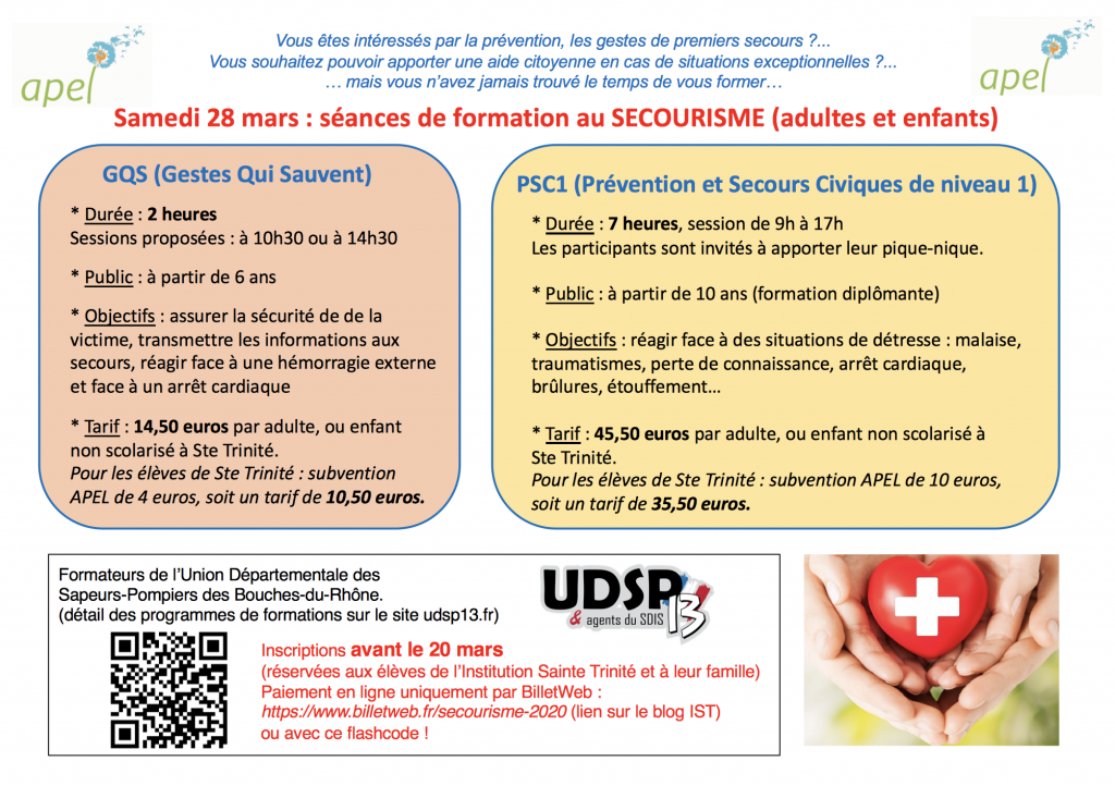 Formation secourisme (enfants - parents) | Institution Sainte Trinité